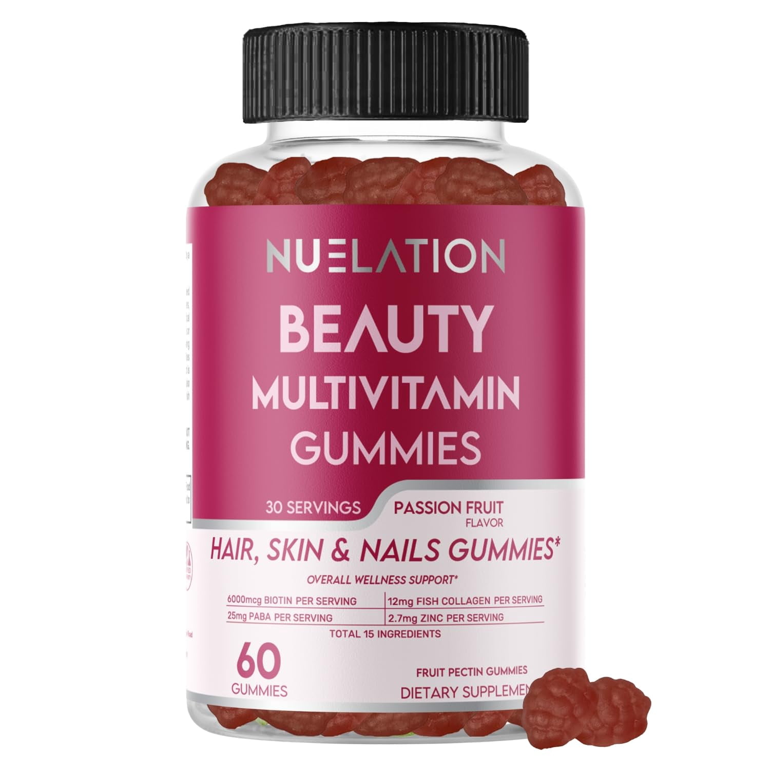 Beauty Multivitamins - Hair Skin and Nails Gummies with 6000mcg Biotin ...