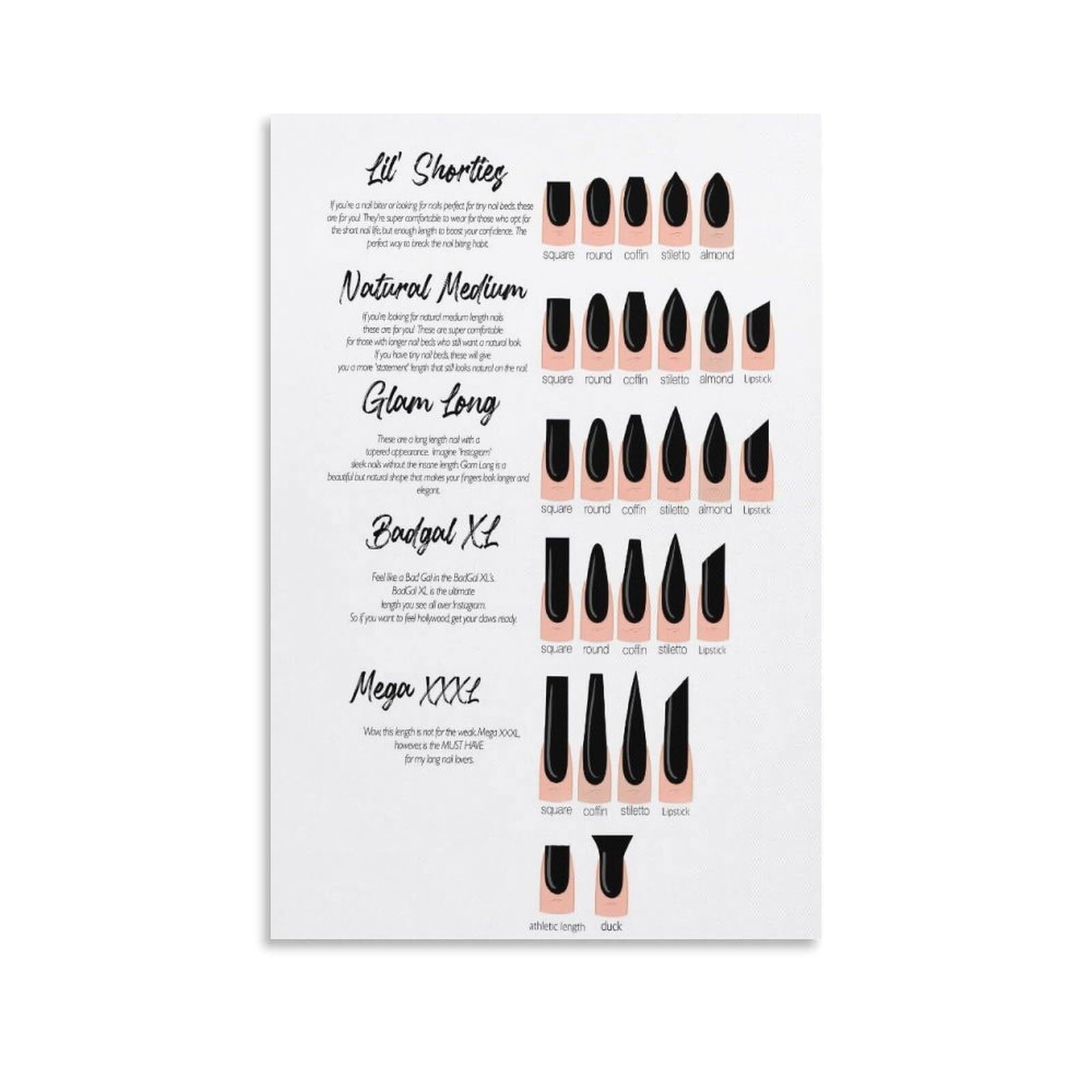Beauty Nail Art Nail Salon Nail Shape Selection Canvas Wall Art Posters ...