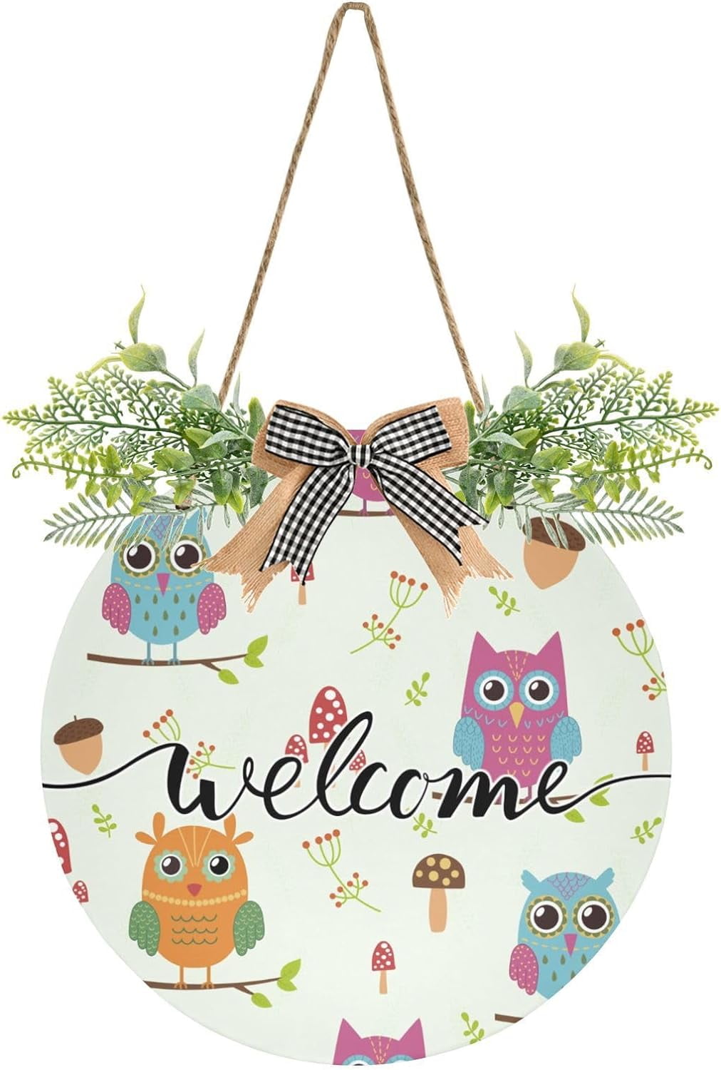 Beauty Owl Welcome Sign Farmhouse Front Porch Door Hanging Welcome ...