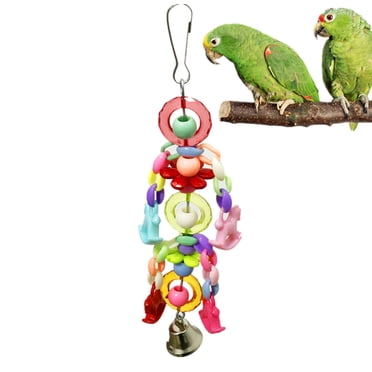 Bird Toys Bird Perch Parakeet Toys with Bell Colorful Bird Chewing ...