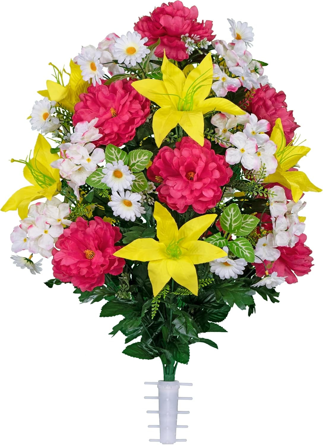 Beauty Pink Peonies, Yellow Lilies, & White Daisies - 36 Flowers ...