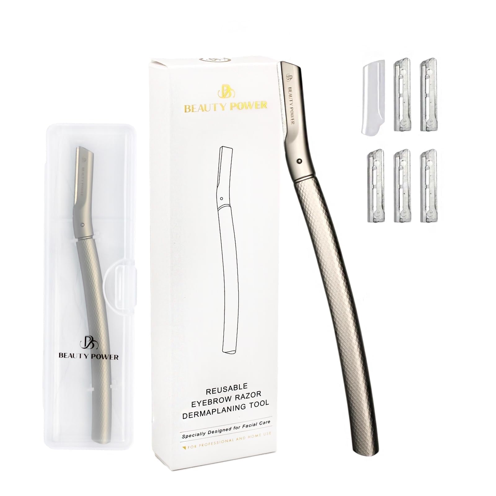Beauty Power Eyebrow Razor with 6 Blades & Travel Case – Face Razors ...
