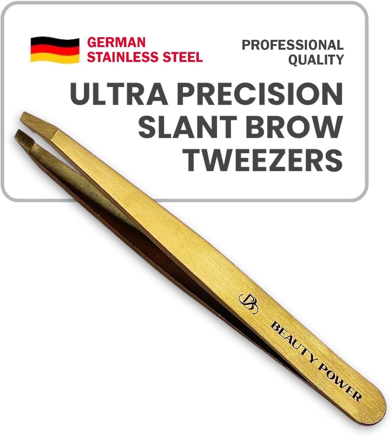 Beauty Power Professional Tweezers - Slant, Durable Lightweight German ...