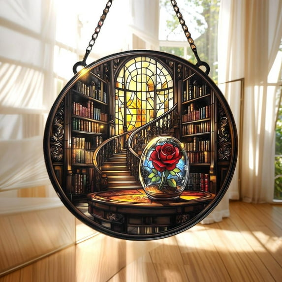 Beauty Princess Book Acrylic Suncatcher Window Hanging, Stained Glass ...