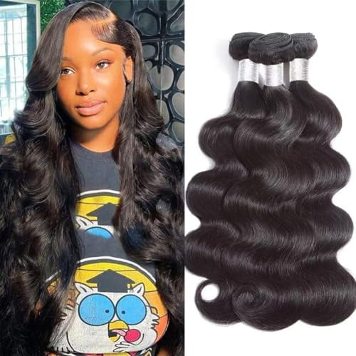 Beauty Princess Wave Human Hair 3 Double Weft 10A Brazilian Hair 18/20 ...