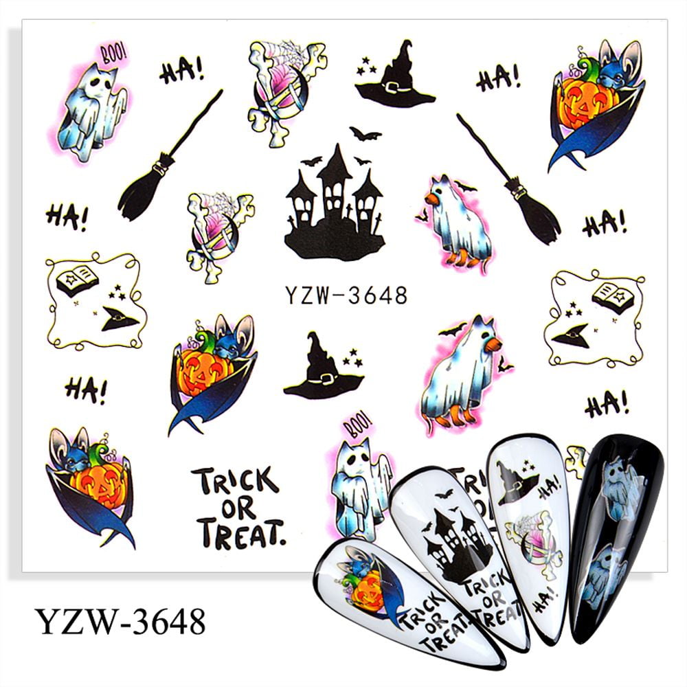 Beauty Pumpkin Witch Manicure Decorations Halloween Nail Stickers Nails ...
