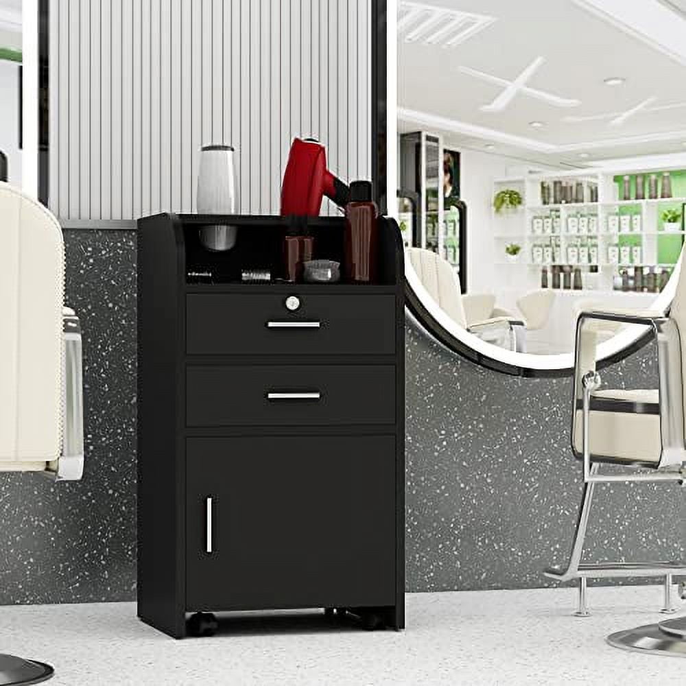 Beauty Salon/Barber Storage Cabinet Station with Locking Drawer and 4 ...
