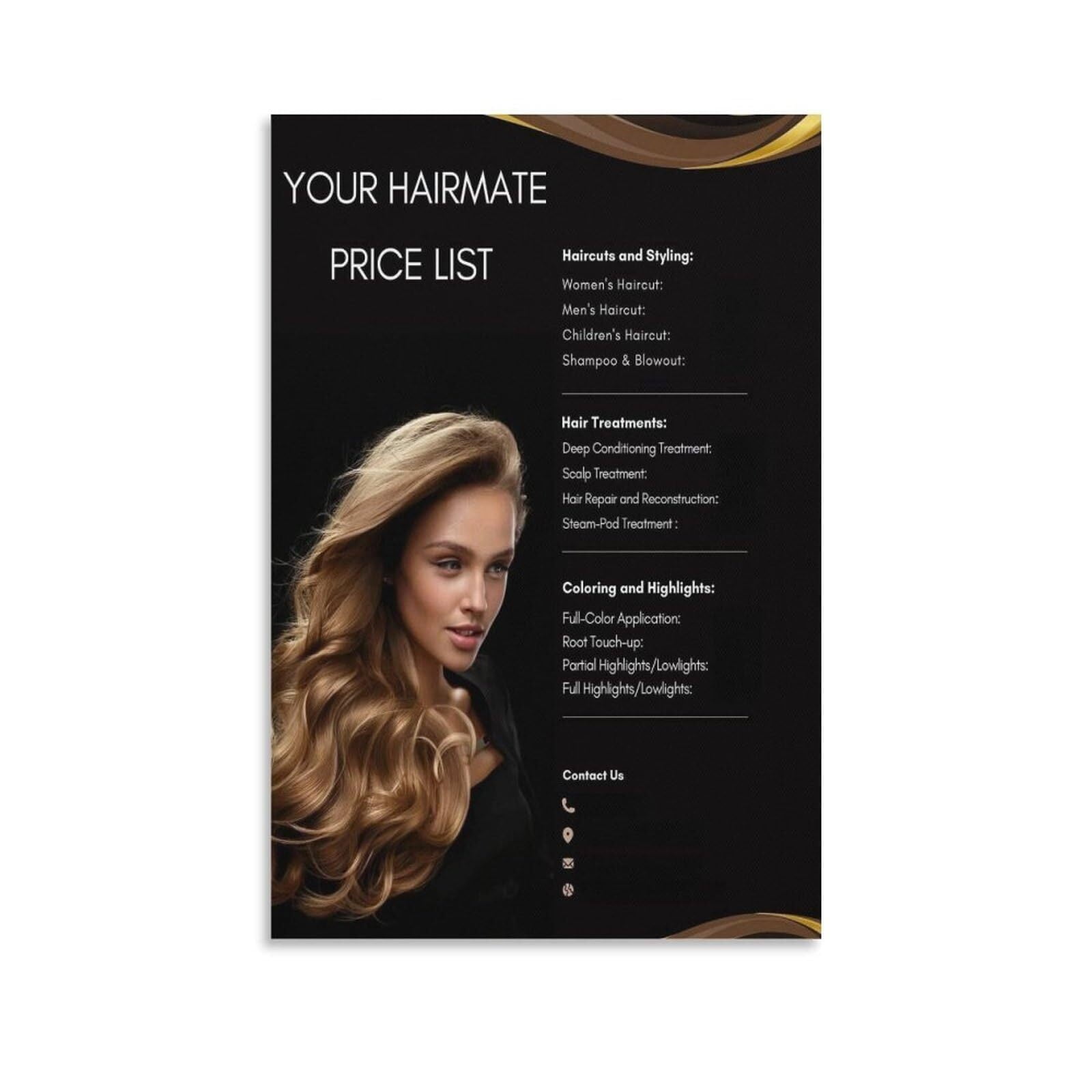 Beauty Salon Hair Salon Price List Posters Aesthetic Decor Poster For ...