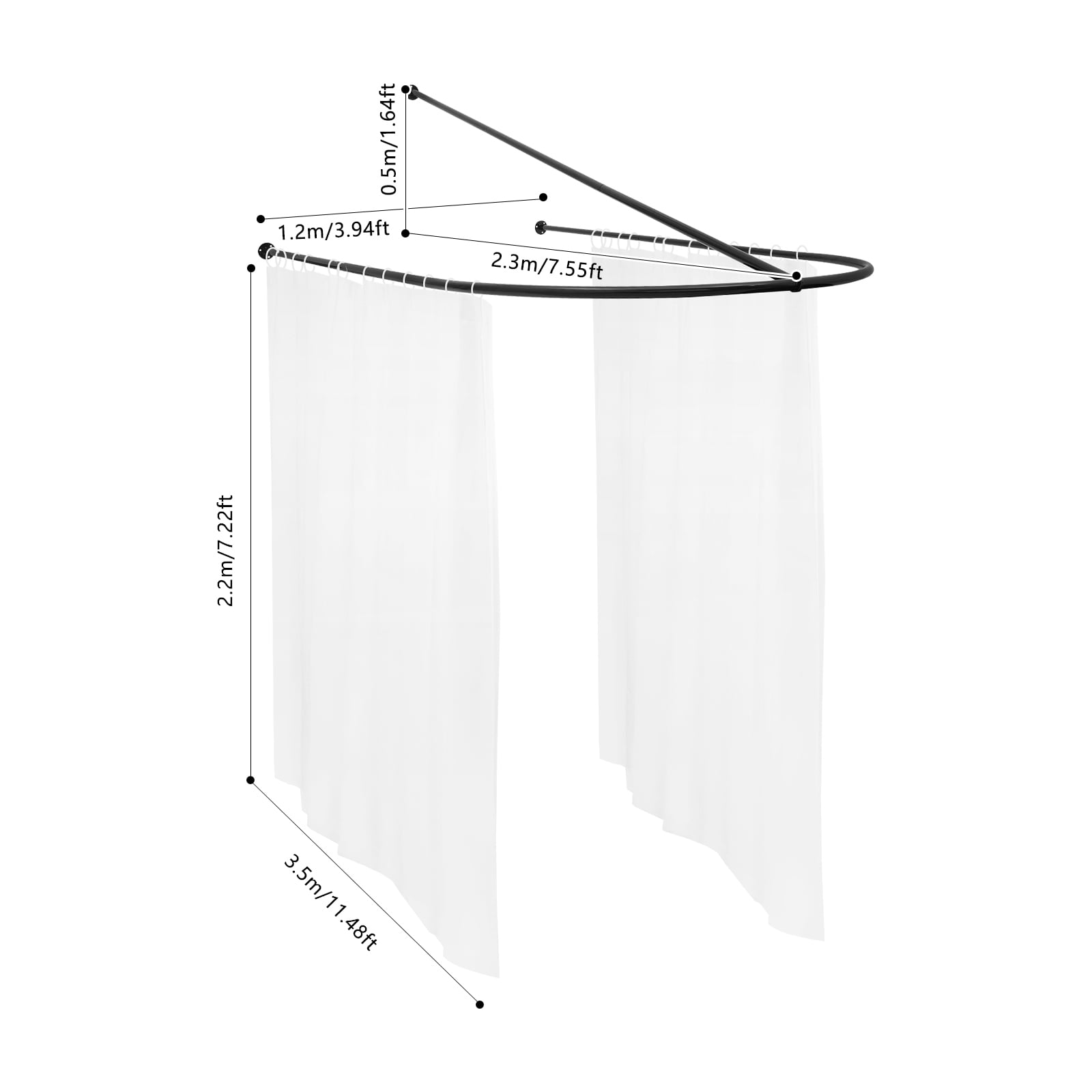 Beauty Salon Partition Curtain Room Divider with Curtain U-Shaped Room ...
