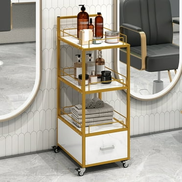 Reshable Beauty Salon Trolley with 3 Drawers, 3 Hair Dryer Holders ...