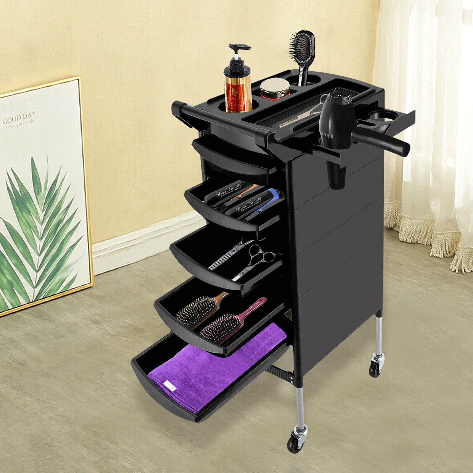Beauty Salon Trolley Equipment Rolling Cart Tray Hair Styling Storage ...