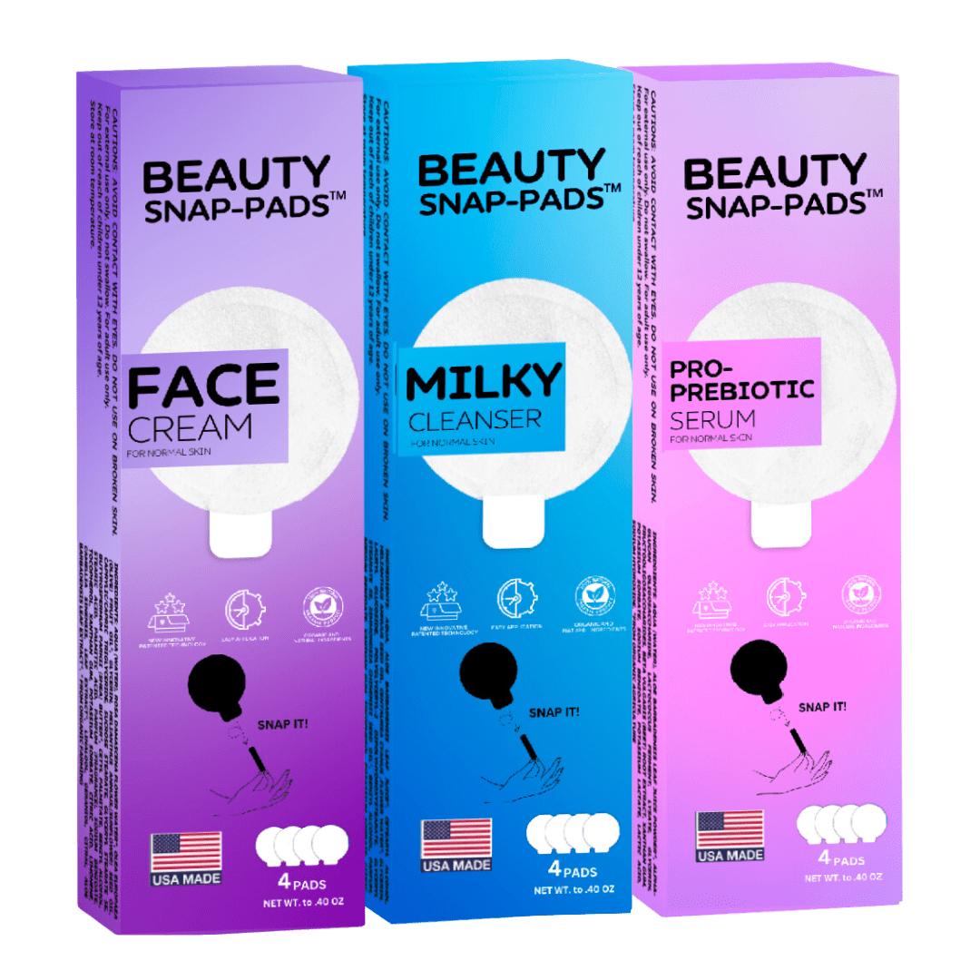 Beauty Snap-Pads Combo Pack - Milky Cleanser, Pre-Biotic Serum, Face ...