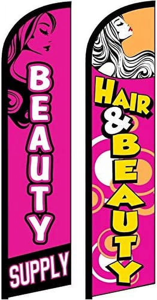 Beauty Supply Sign | Hair & Beauty Salon Flags- Pack of 2| Heavy Duty ...