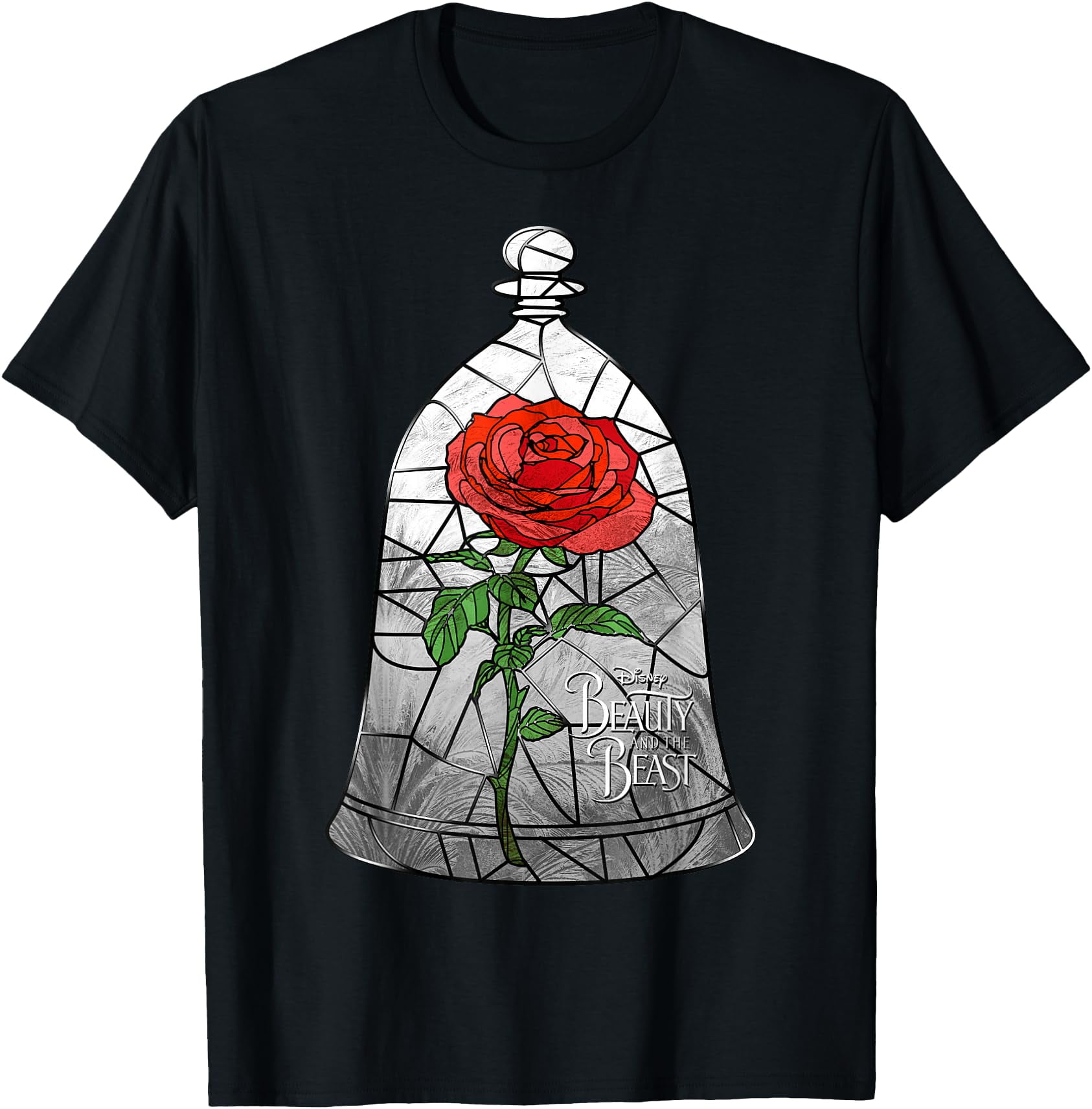 Beauty & The Beast Inner Stained Glass Graphic DTG Print Unisex T-Shirt ...