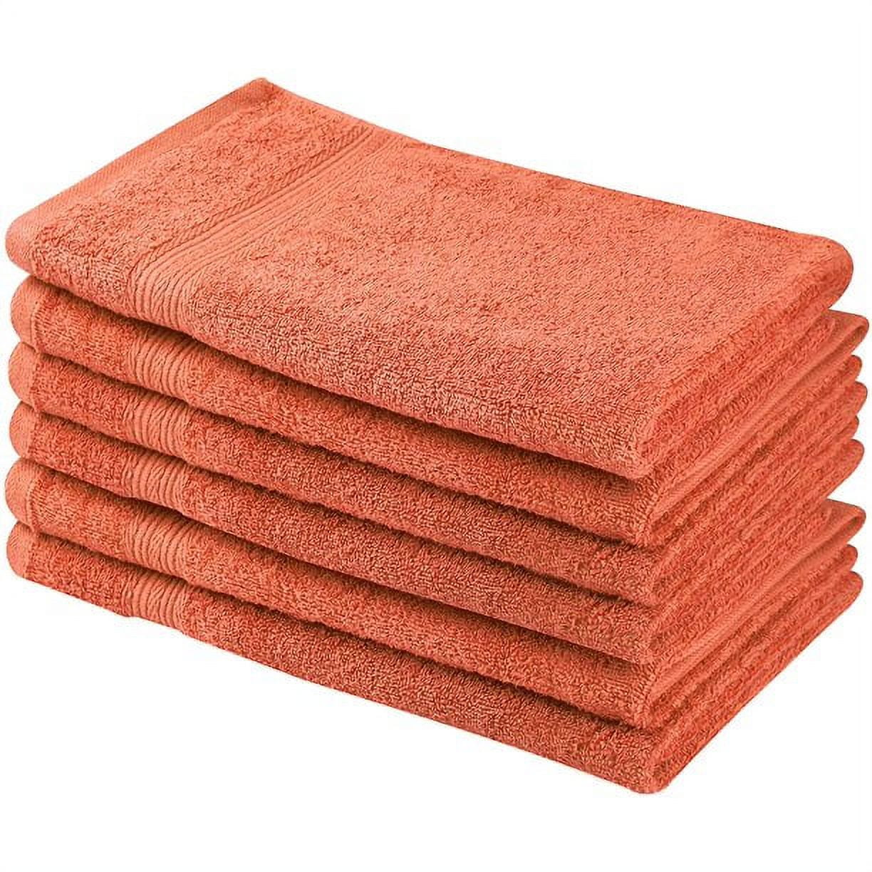 Beauty Threadz Luxury Solid Cotton Hand Towels, Coral Orange, 6 Pack ...