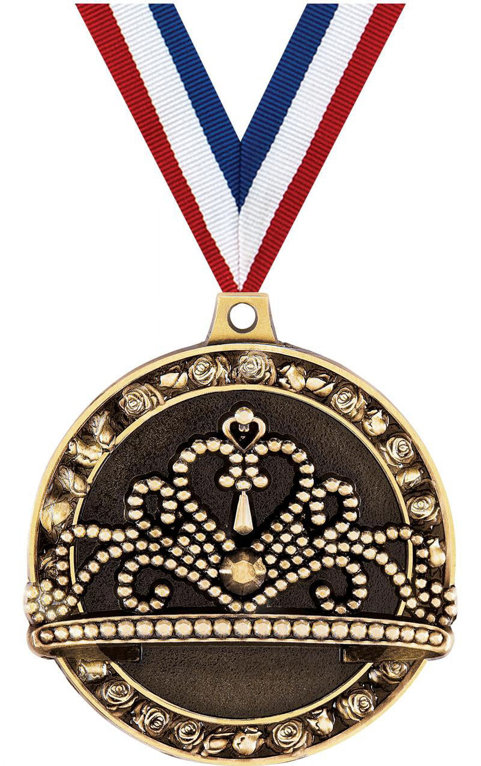 Beauty Tiara Medals, 2" Gold Diecast Beauty Tiara Medal Award 5 Pack ...