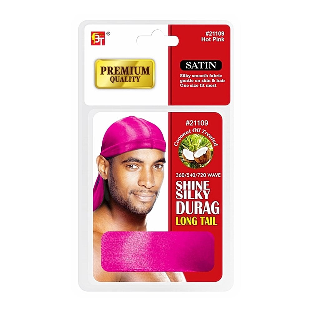Beauty Town Coconut Oil Treated Shine Silky Durag Long Tail, Hot Pink ...