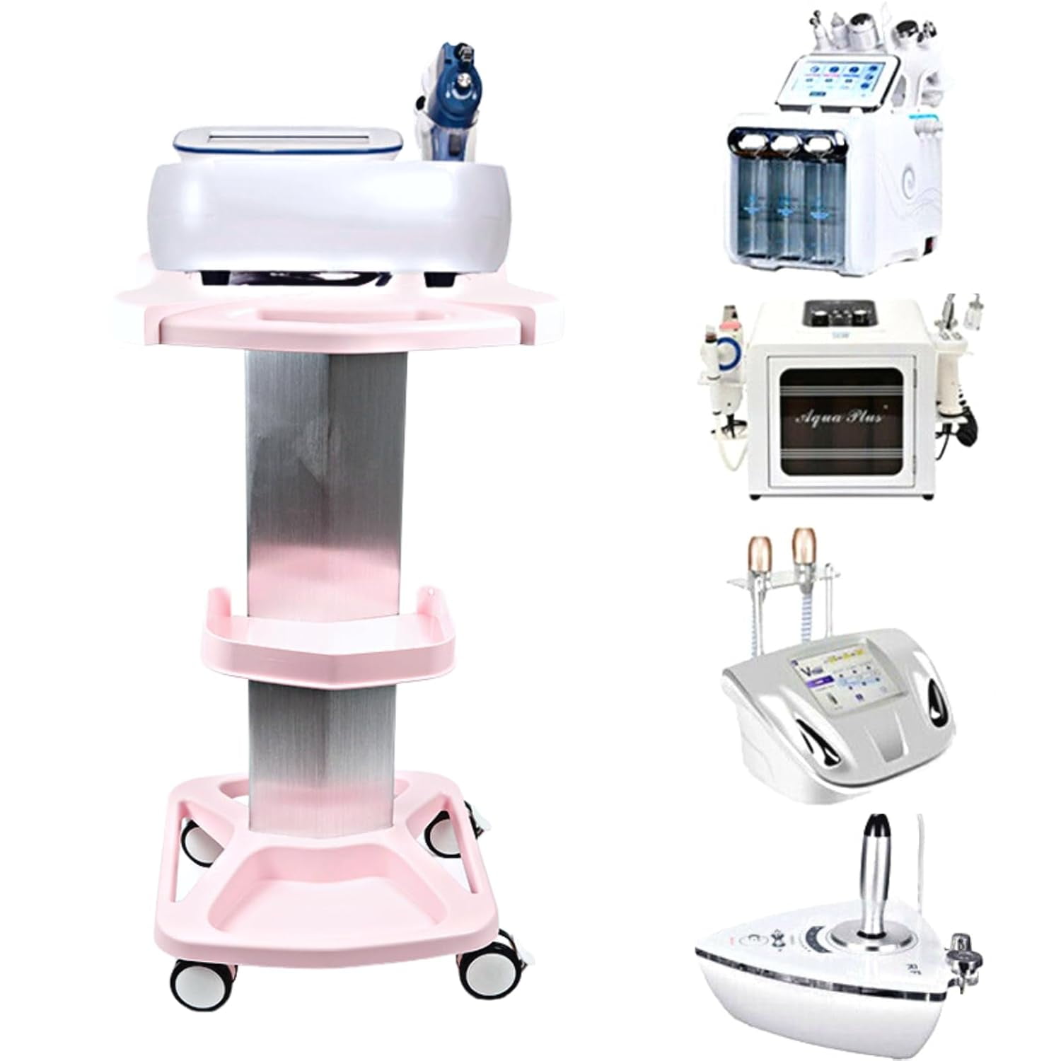 Beauty Trolley Cart with Wheels, Aluminum Alloy Salon Spa Rolling ...
