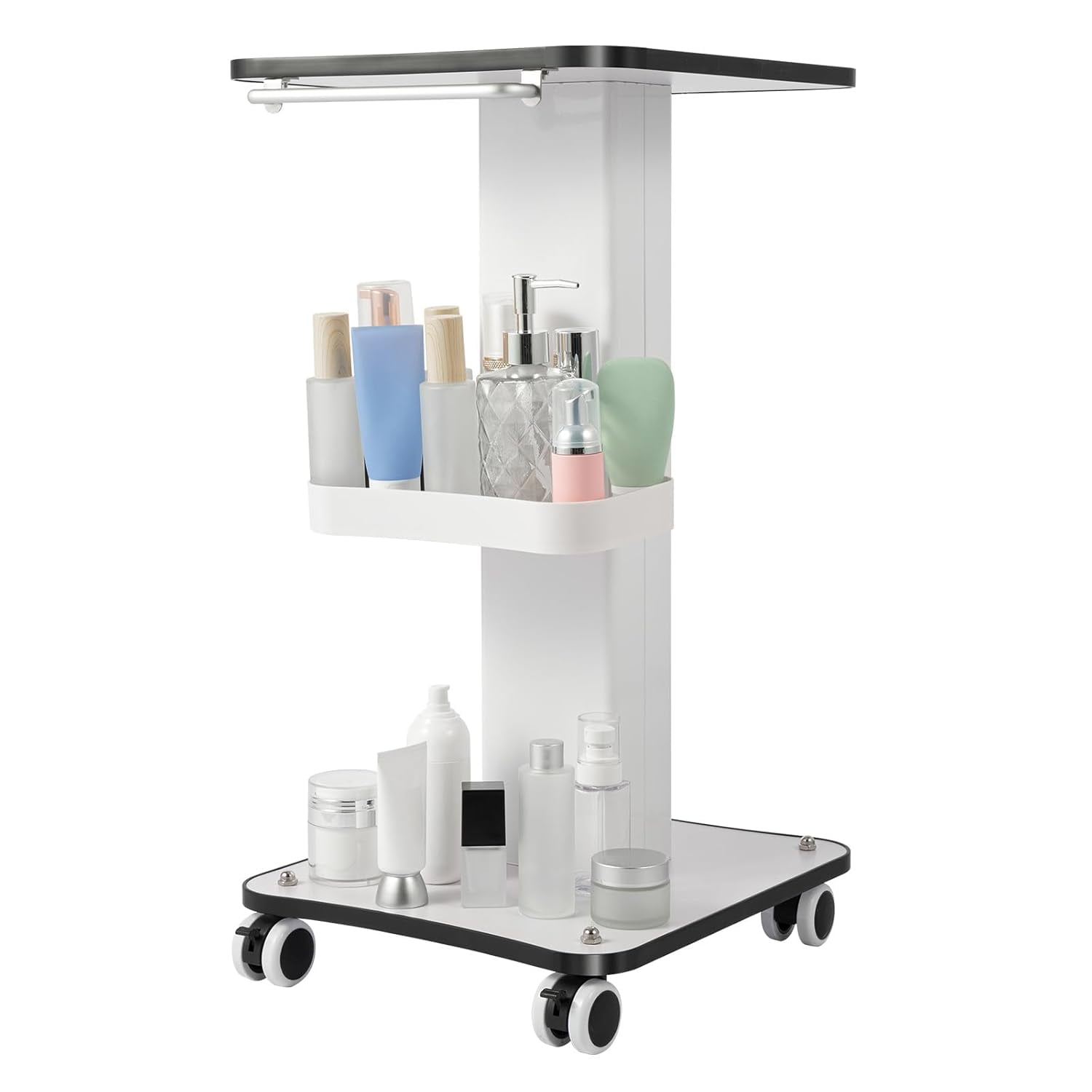 Beauty Trolley Cart With Wheels And Tray, Aluminum Esthetician Cart ...