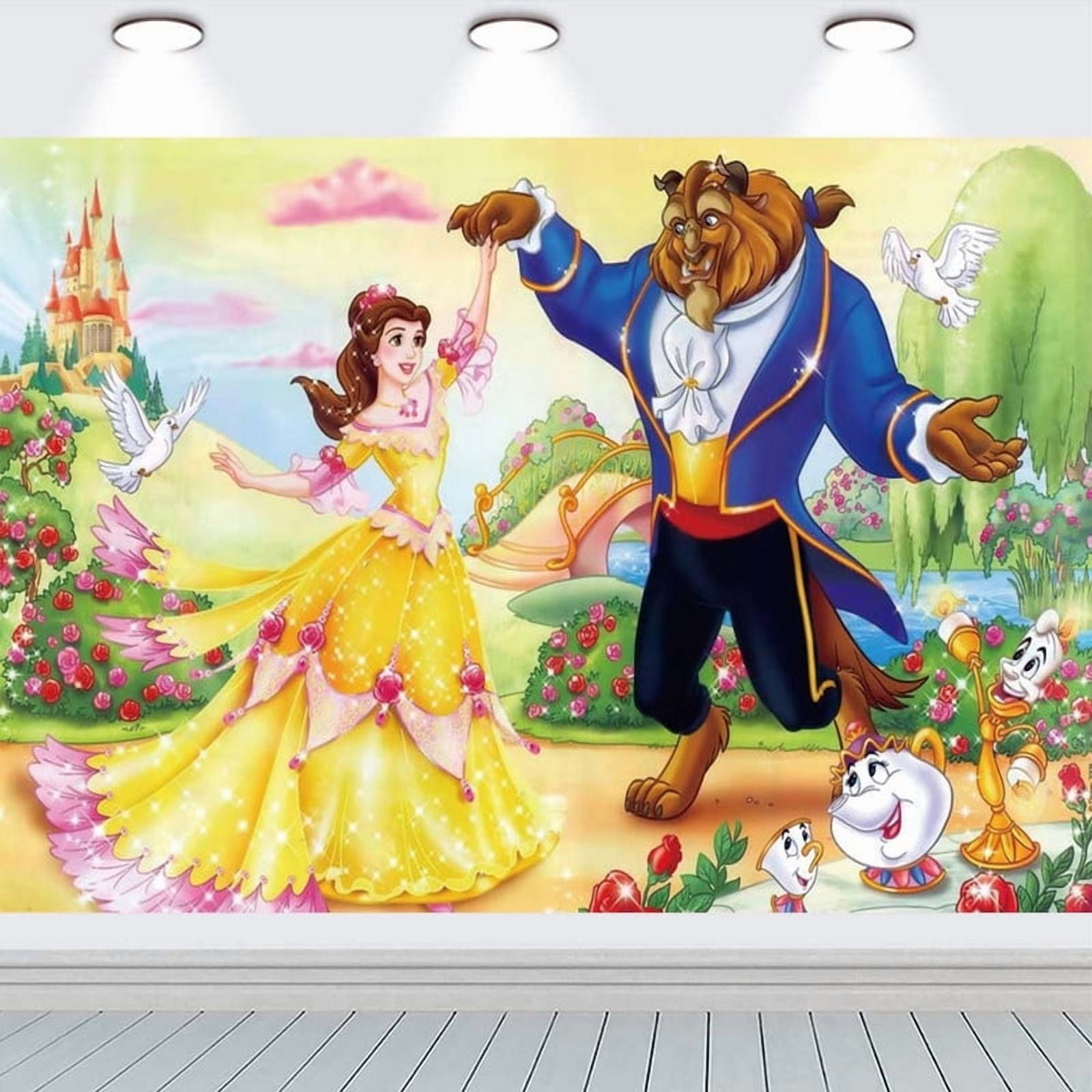 Beauty and Beast Backdrop Banner Party Supplies Poster Movie Theme ...