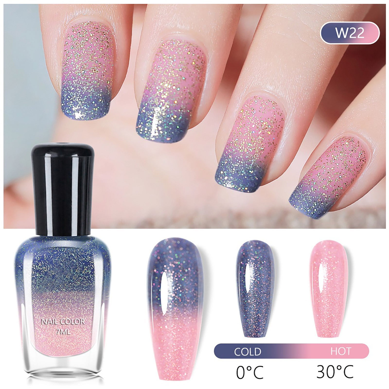 Beauty and Personal Care Warm Change Nail Polish 7ml - Walmart.com