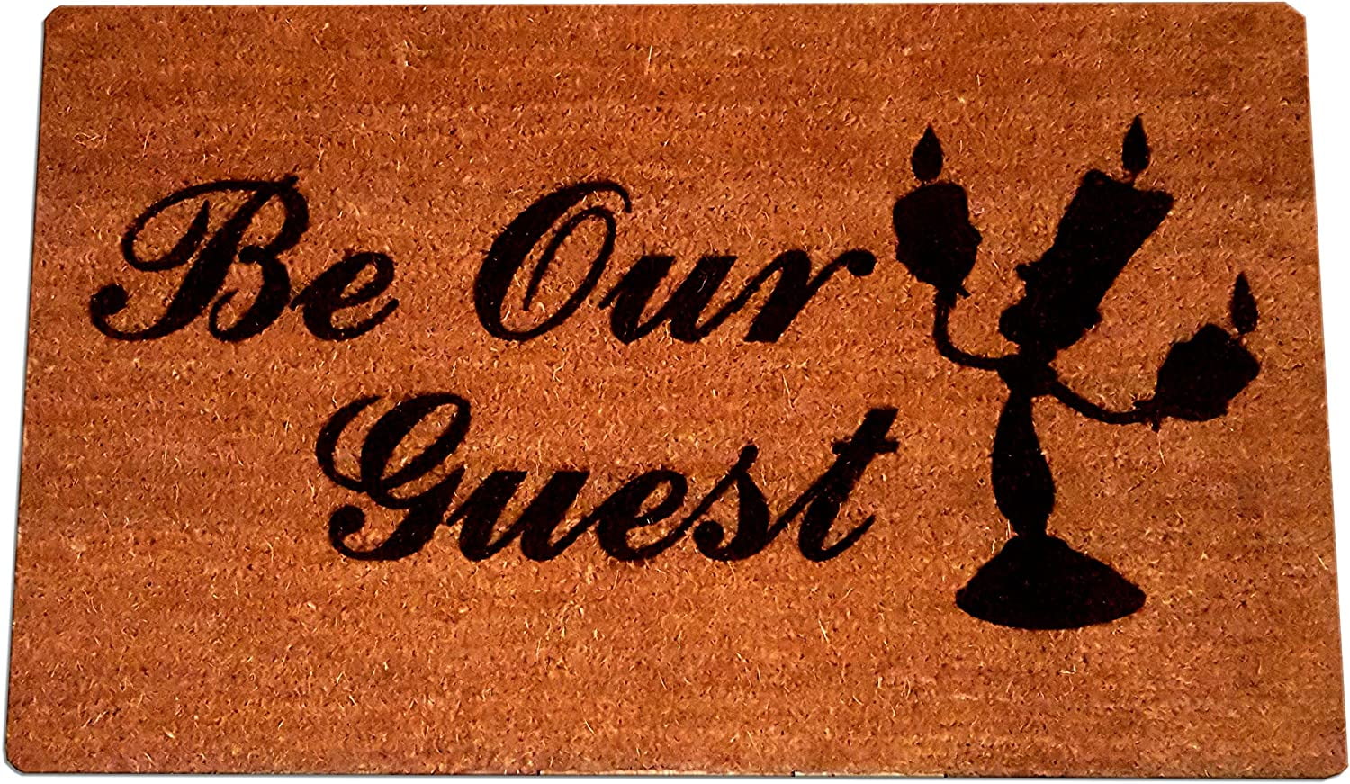 Beauty and The Beast Lumiere Be Our Guest Welcome Laser Engraved Coir Fiber Doormat 30” x 18 ...