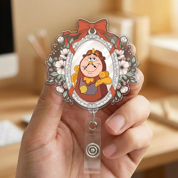 Beauty and the Beast Badge Reel, Belle and Beast ID Holder, Cute Disney ...