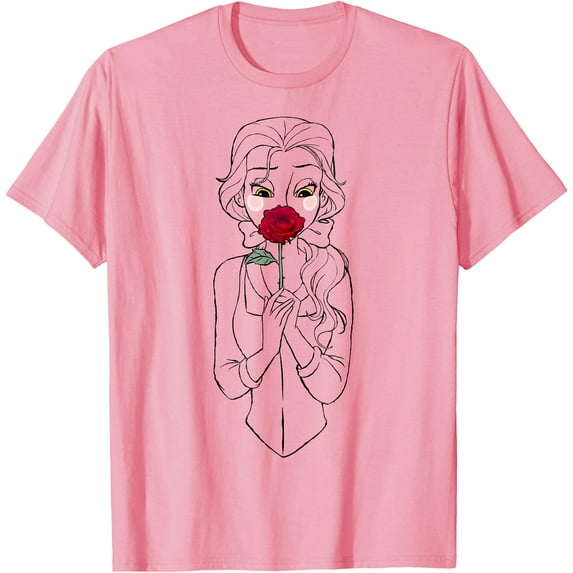 Beauty and the Beast Belle And Rose DTG Print Unisex T-Shirt,Light Pink ...