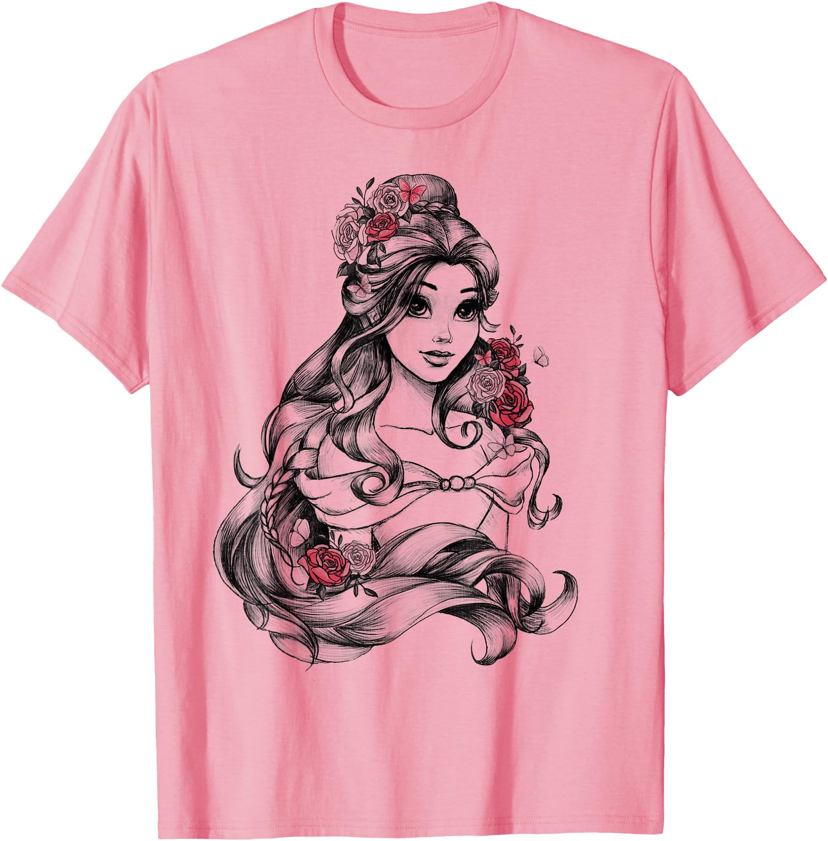 Beauty and the Beast Belle Princess Rose Portrait DTG Print Unisex T ...