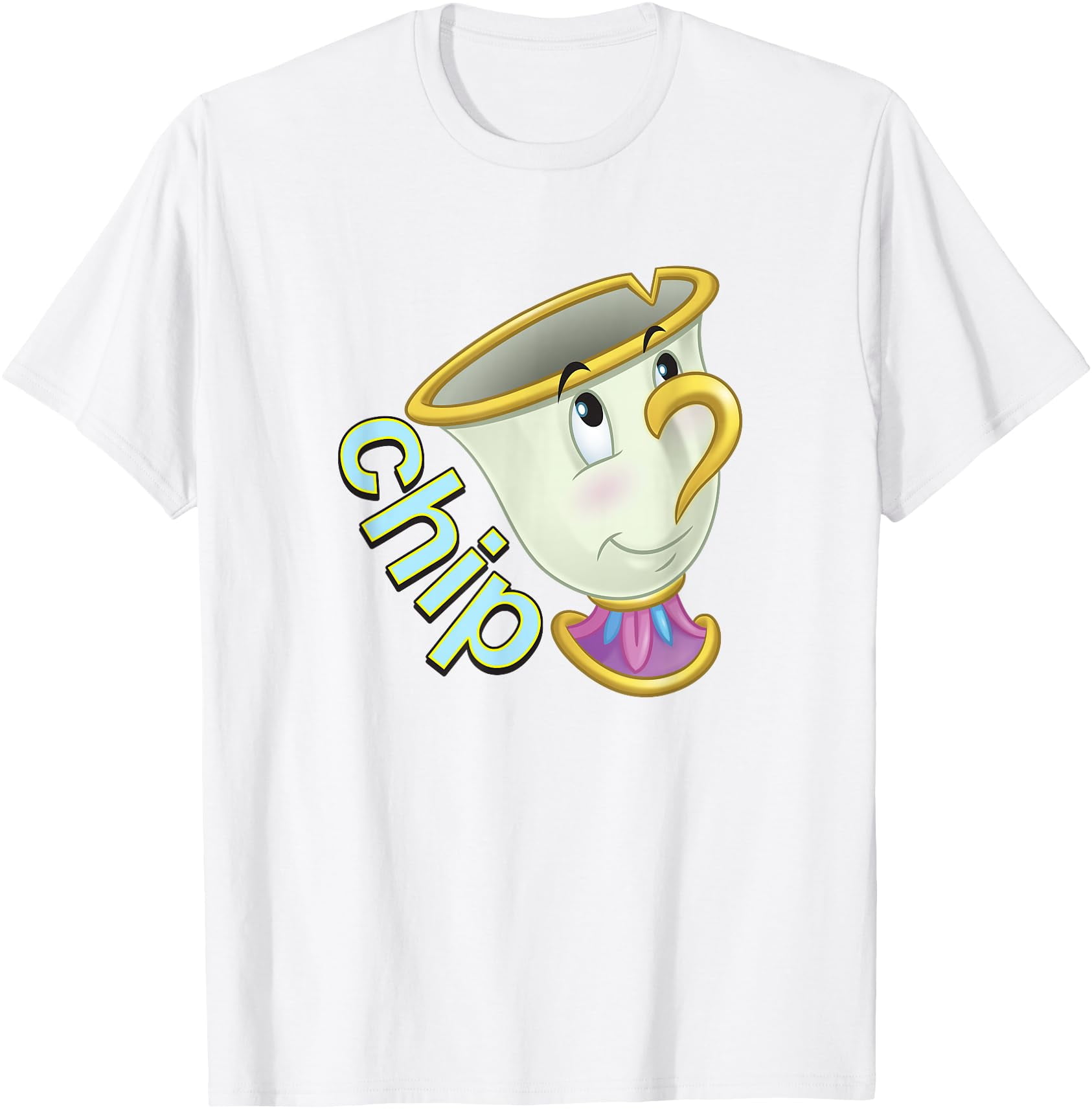 Beauty and the Beast Chip Side Big Face DTG Print Unisex T-Shirt,White ...