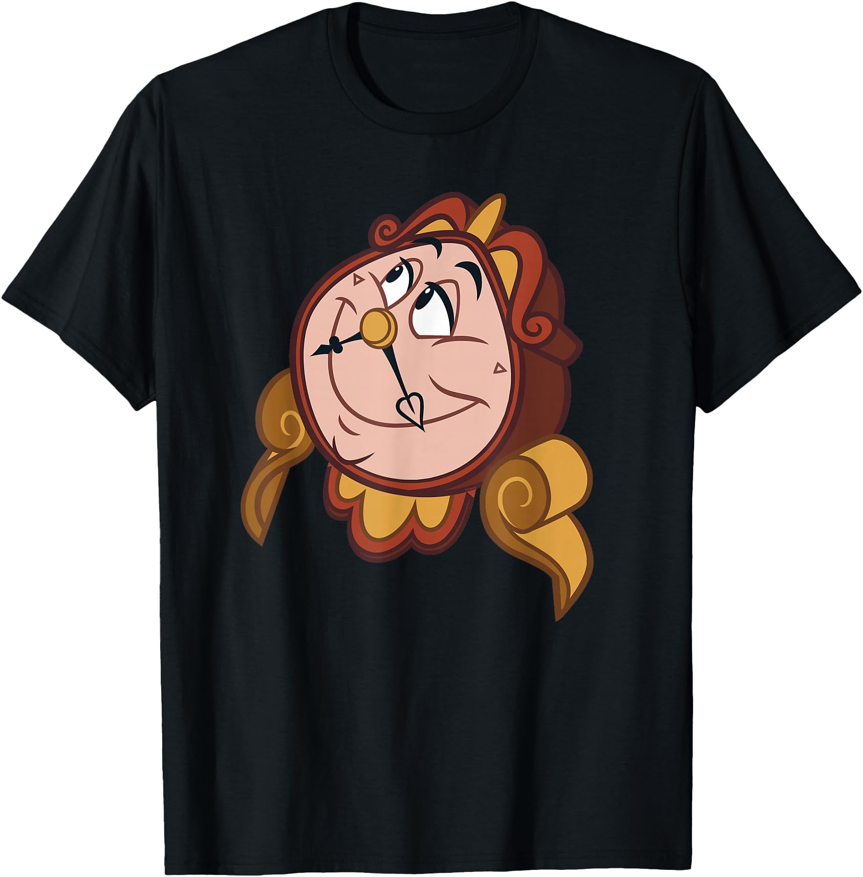 Beauty and the Beast Cogsworth Big Face DTG Print Unisex T-Shirt,Black ...