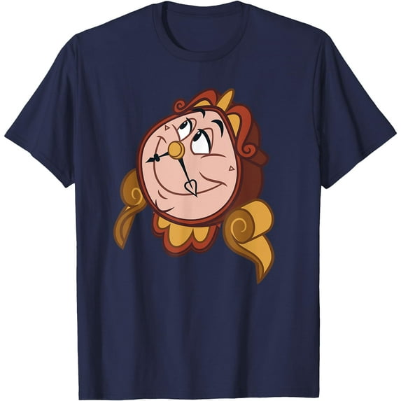 Beauty and the Beast Cogsworth Big Face DTG Print Unisex T-Shirt,Navy ...
