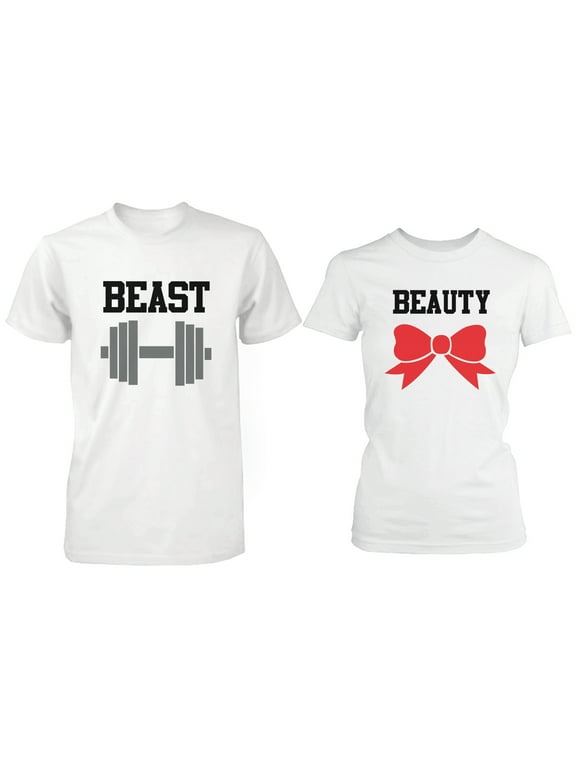 BLACK Beauty & Beast Couple T-shirt (Two Shirts) Matching Couple T ...