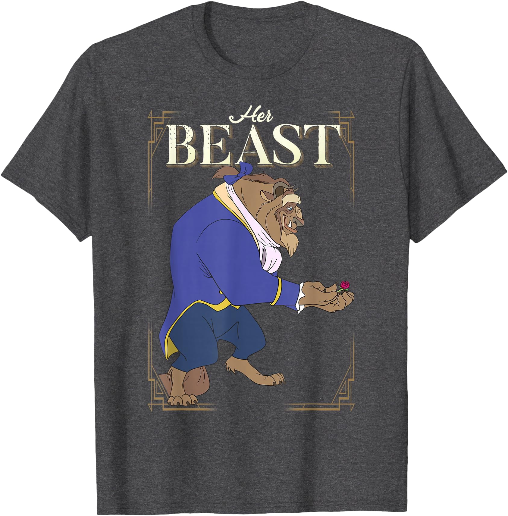 Beauty and the Beast Her Beast Framed Portrait DTG Print Unisex T-Shirt ...