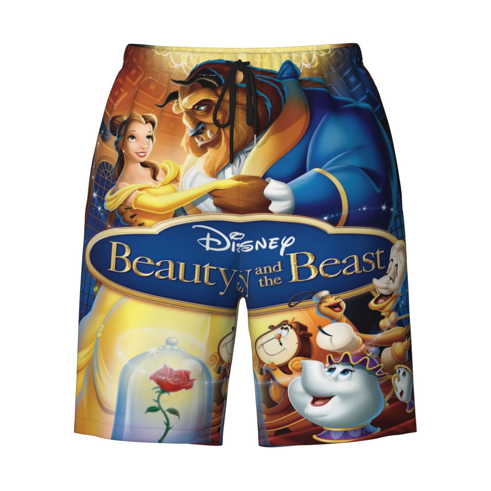 Beauty and the Beast Mens Swim Trunks Quick Dry Board Shorts with Mesh ...