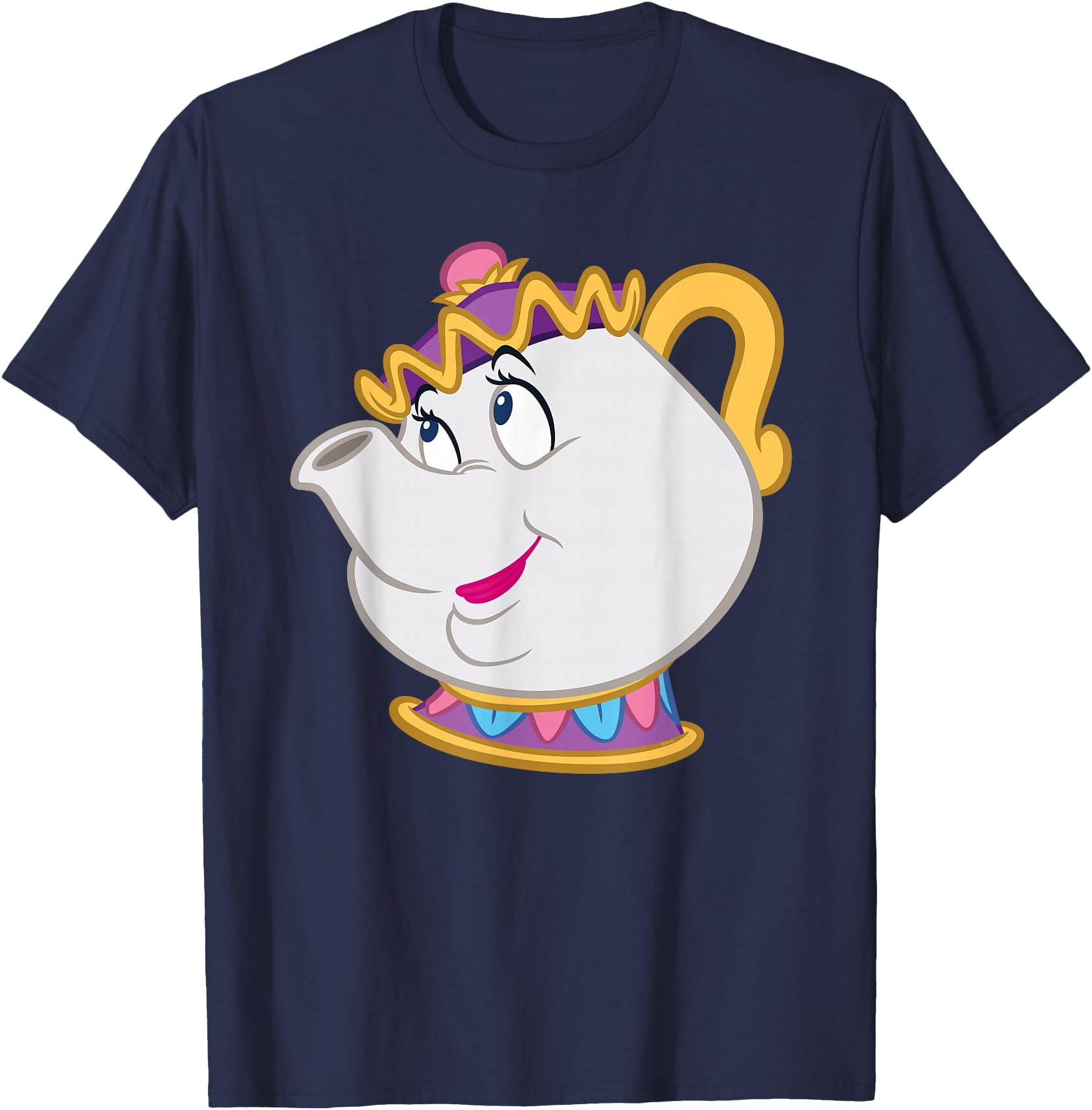 Beauty and the Beast Mrs. Potts Big Face DTG Print Unisex T-Shirt,Navy ...
