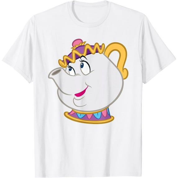 Beauty and the Beast Mrs. Potts Big Face DTG Print Unisex T-Shirt,White ...