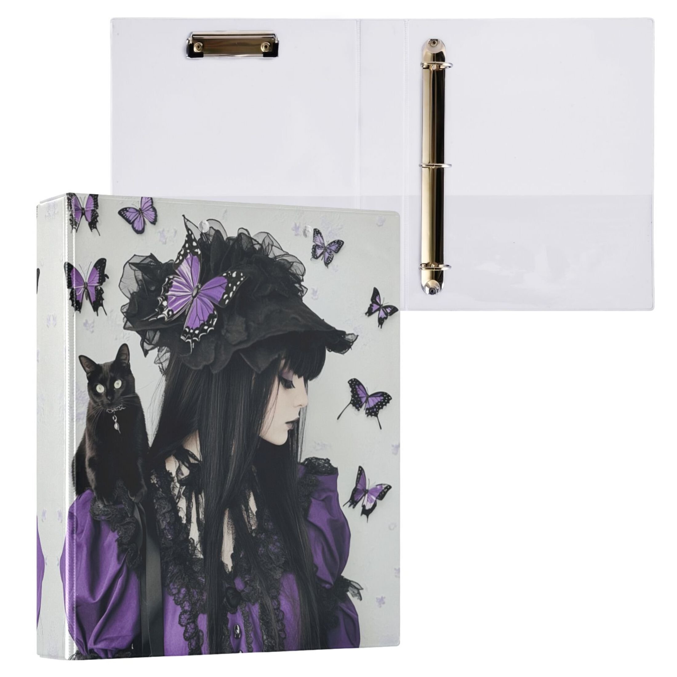 Beauty in A Purple and Black Suit 3 Ring Hardcover Binders 1.5in Round ...
