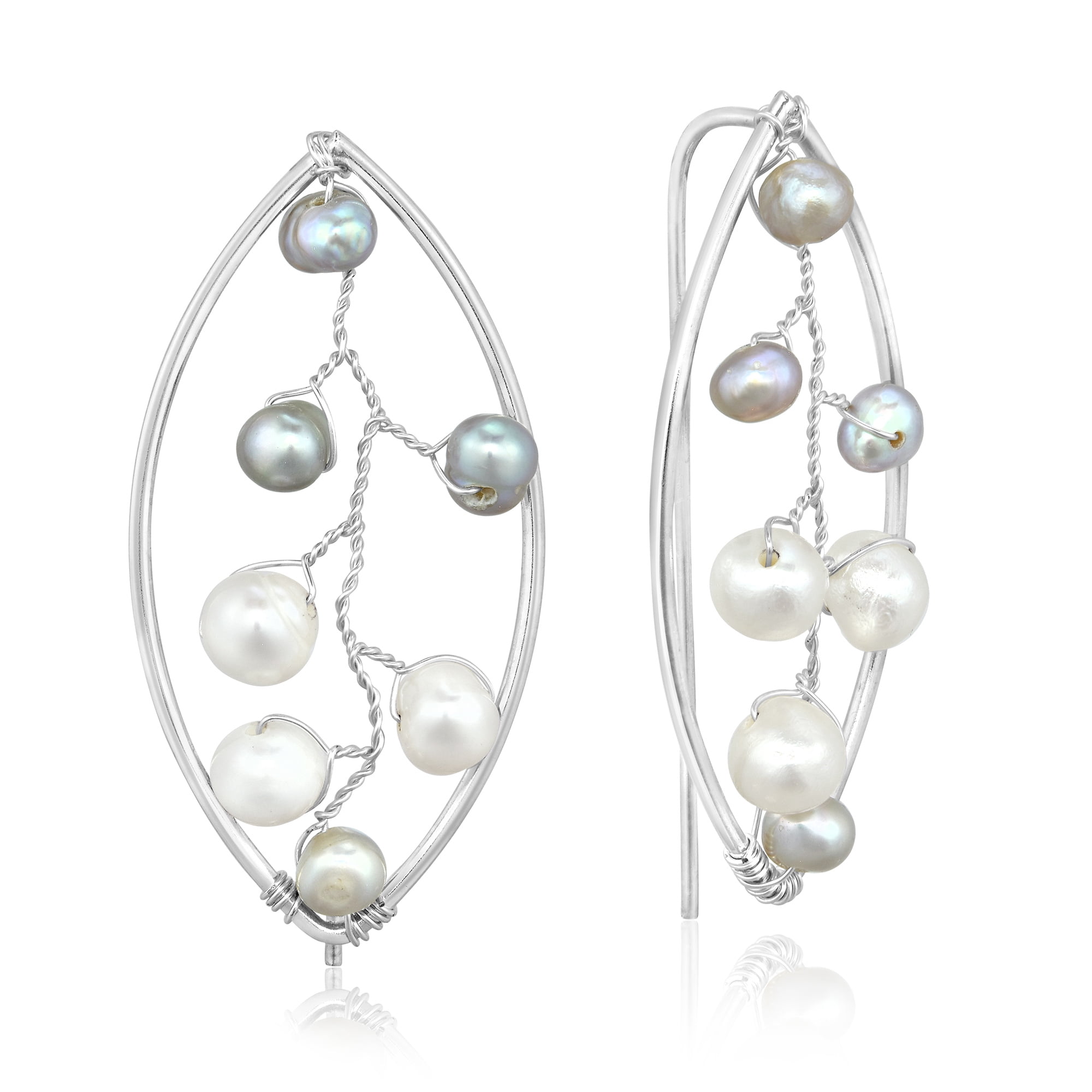 Beauty in Nature Pearls on Leaf Shaped Sterling Silver Slide Through ...
