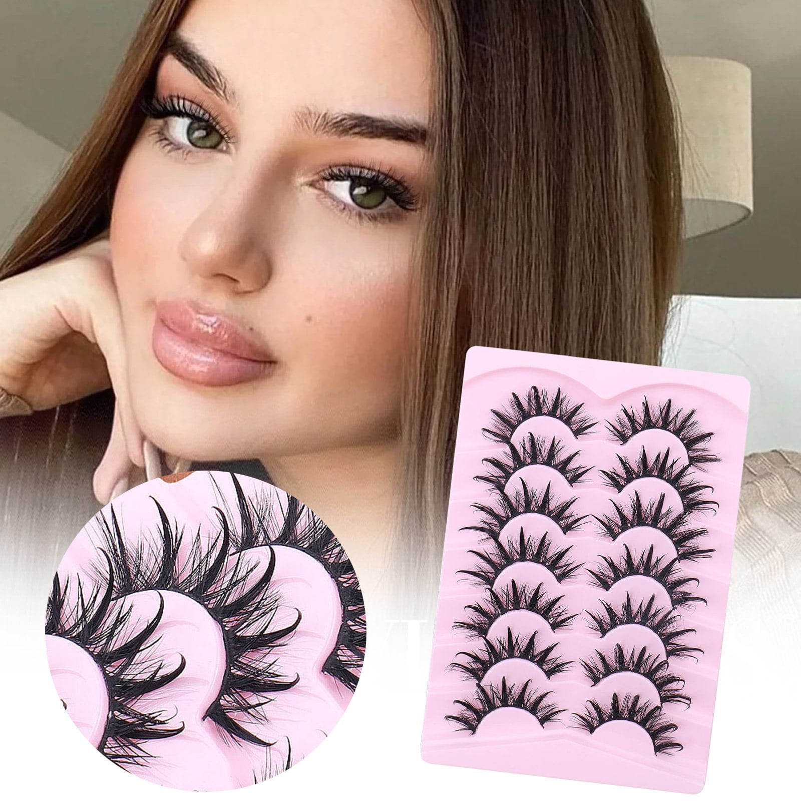 BeautyBF Manga Lashes 7 Pairs 15mm Wispy Spiky Anime False Eyelashes ...