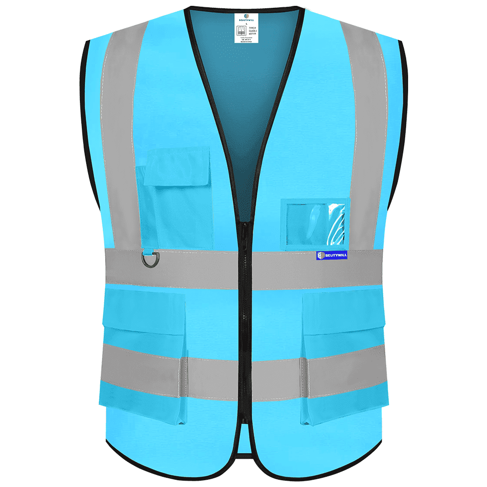 BeautyWill Class 2 High Visibility Safety Vest, 5-Pocket Reflective ...