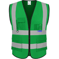 BeautyWill Class 2 High Visibility Safety Vest, 5-Pocket Reflective ...