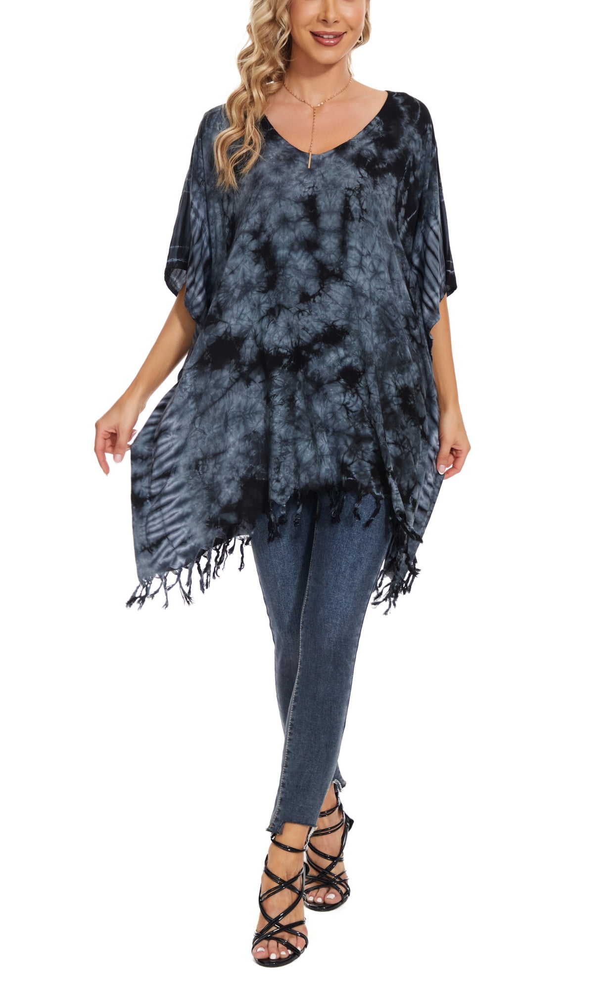 Beautybatik Grey Womens Boho Hippie Batik Tie Dye Plus Size Tunic ...