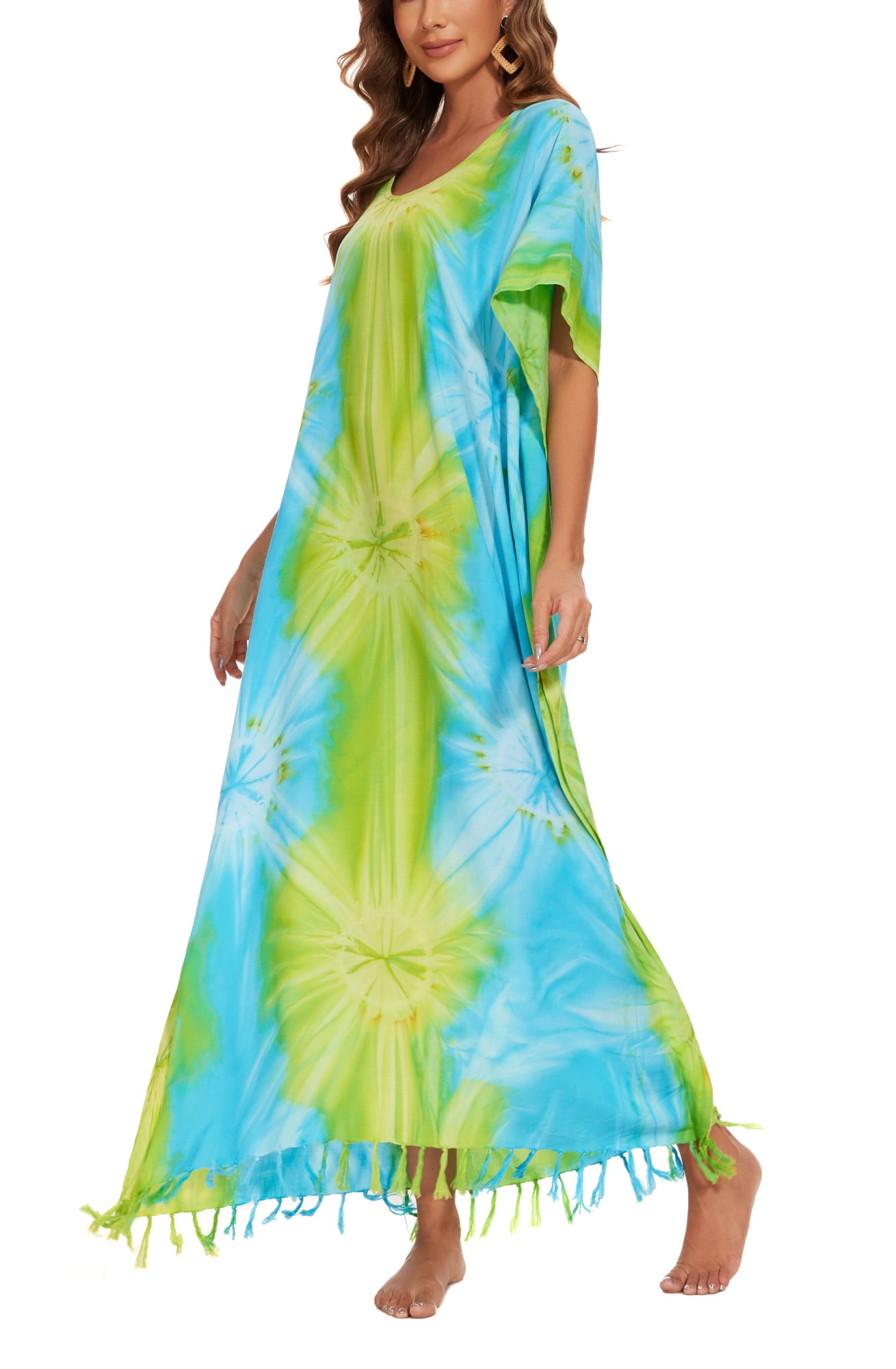 Beautybatik Olive Women Hippie Tie Dye Caftan Kaftan Loungewear Maxi ...