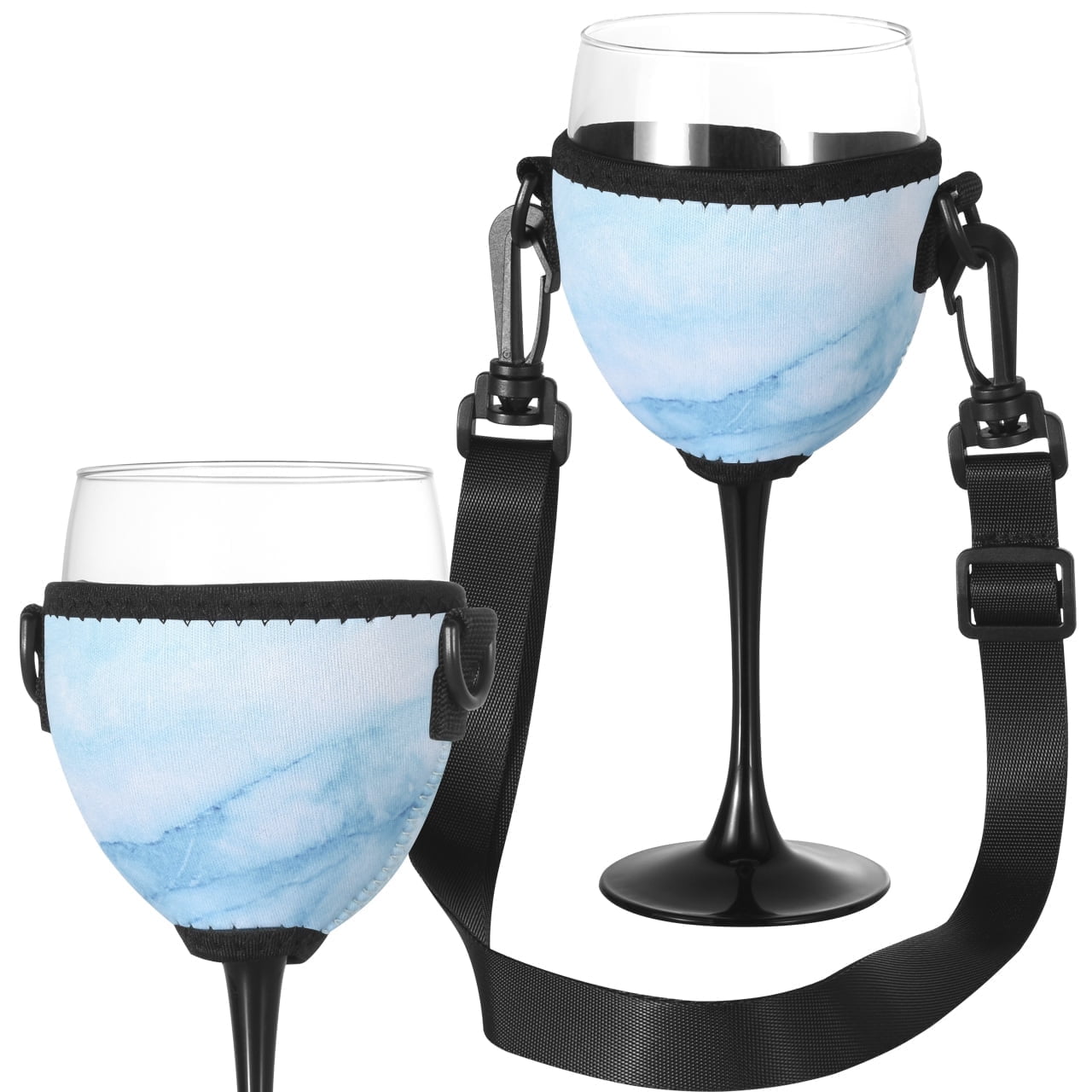 Beautyflier Stem Wine Glass Insulator with Adjustable Neck Strap for ...
