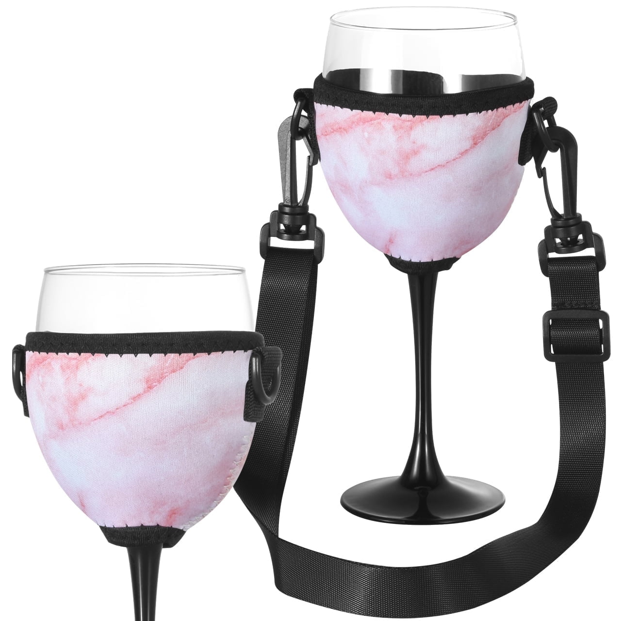Beautyflier Stem Wine Glass Insulator with Adjustable Neck Strap for ...