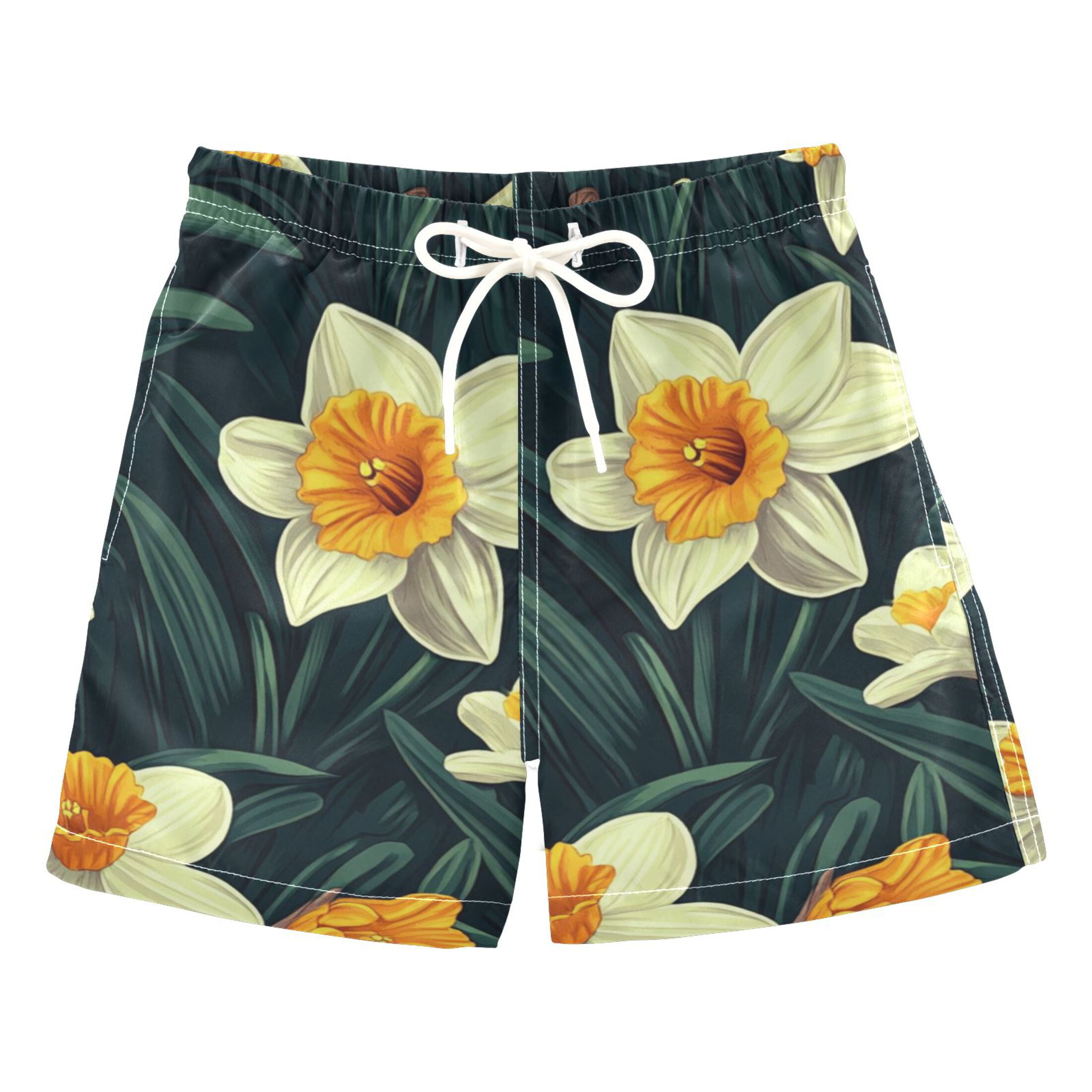 Beautyful Yellow Flowers Boys Swim Trunks Quick Dry Boy Swim Shorts for ...