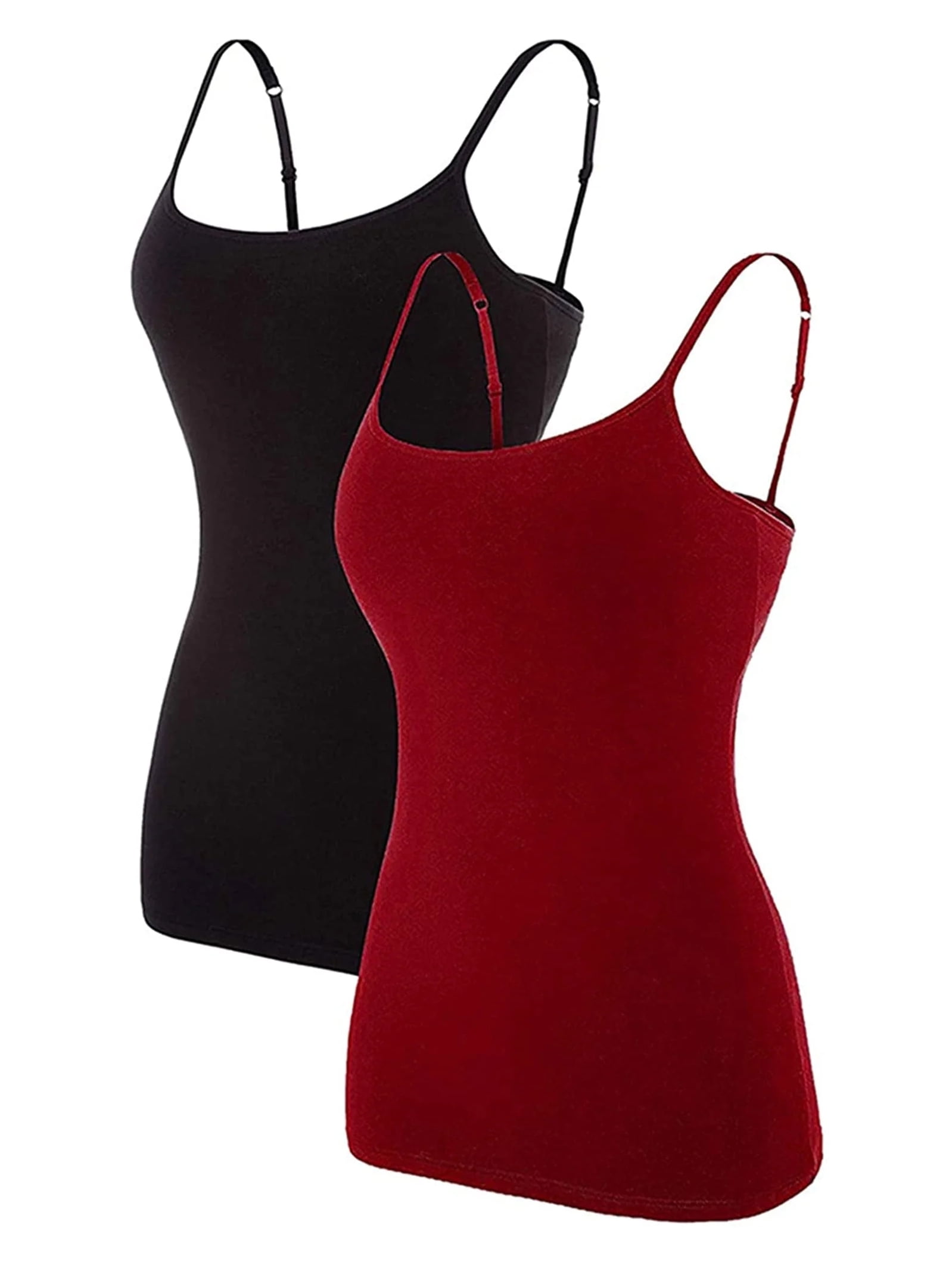 Beautyin Women Cotton Camisole Shelf Bra Solid Basic Tank Top Pack of 2 ...