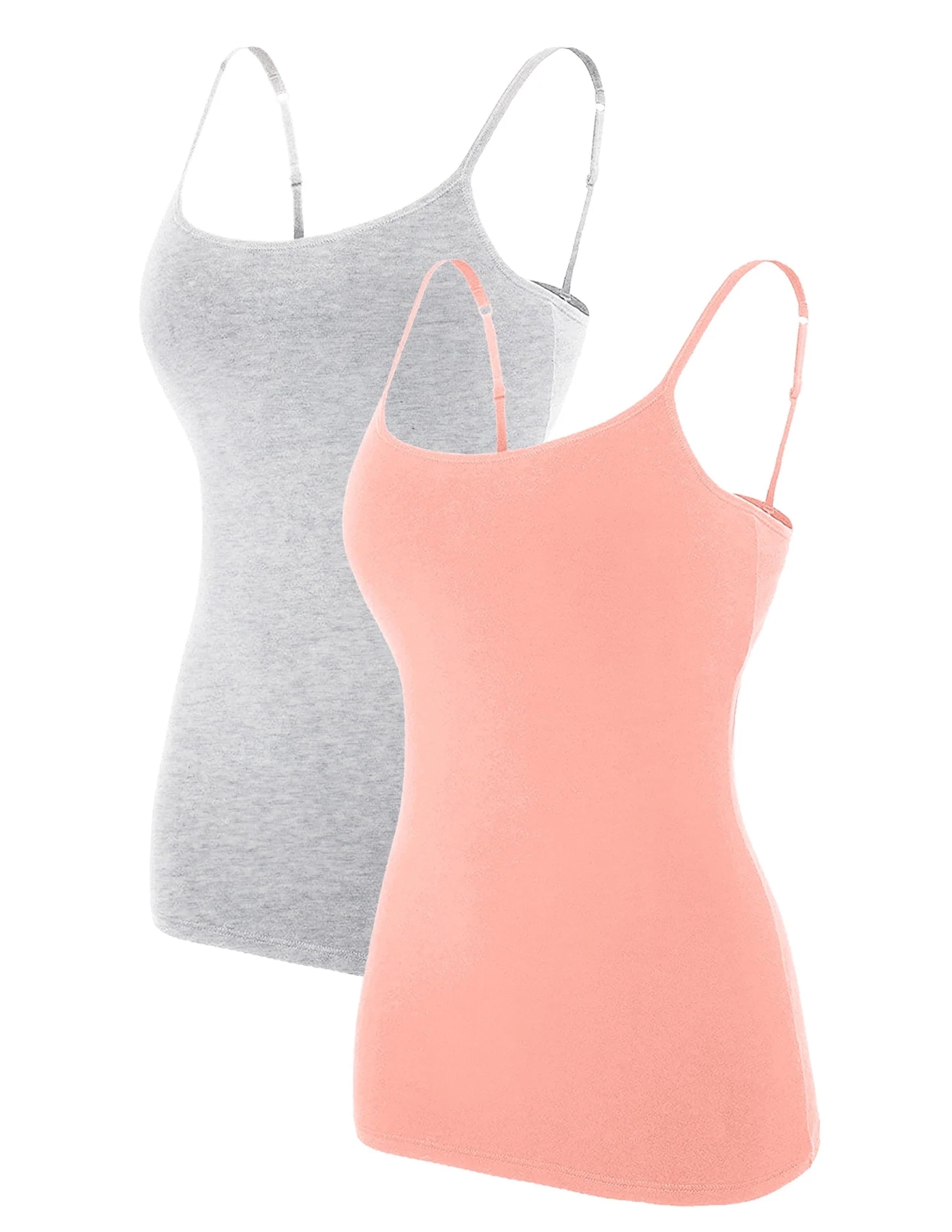 Beautyin Women Cotton Camisole Shelf Bra Solid Basic Tank Top Pack of 2 ...