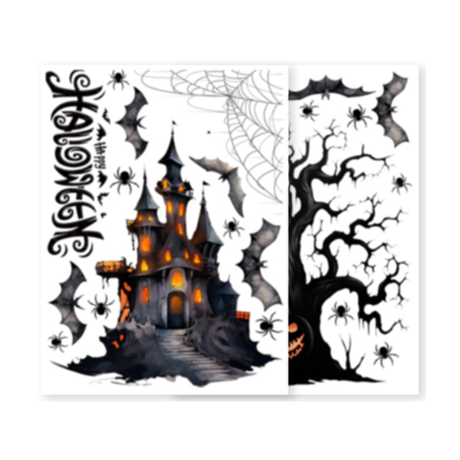Beautynvta 2 Pcs Halloween Window Sticker, Halloween Scary Castle ...